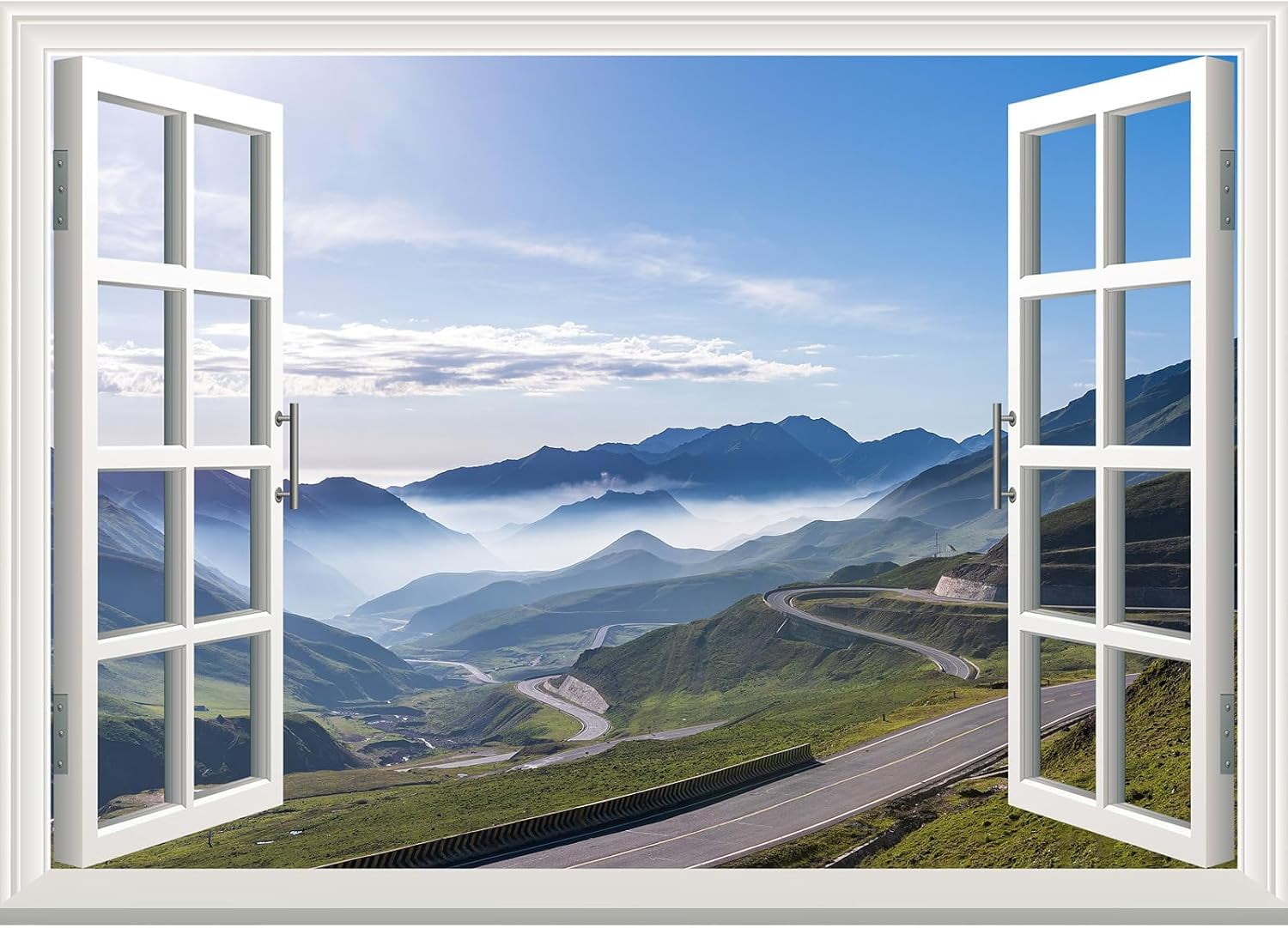 ADALE Fake Window Wall Mural Print Painting Posters Canvas Print ...