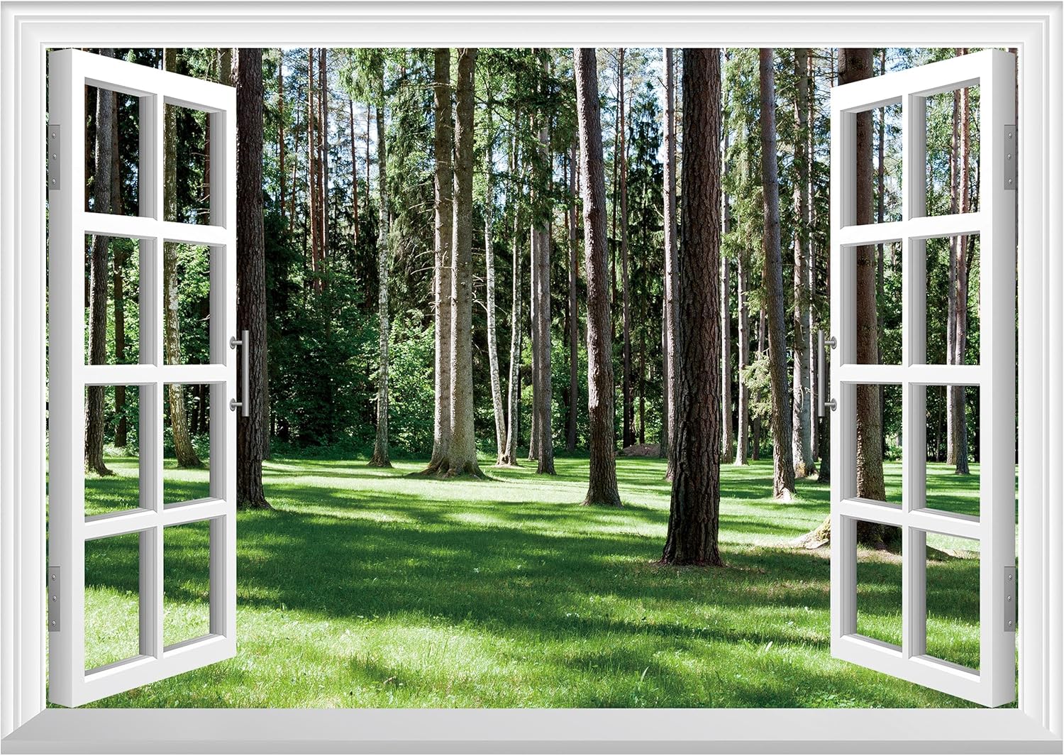 ADALE Fake Window Wall Mural Print Painting Posters Jungle Faux Window ...