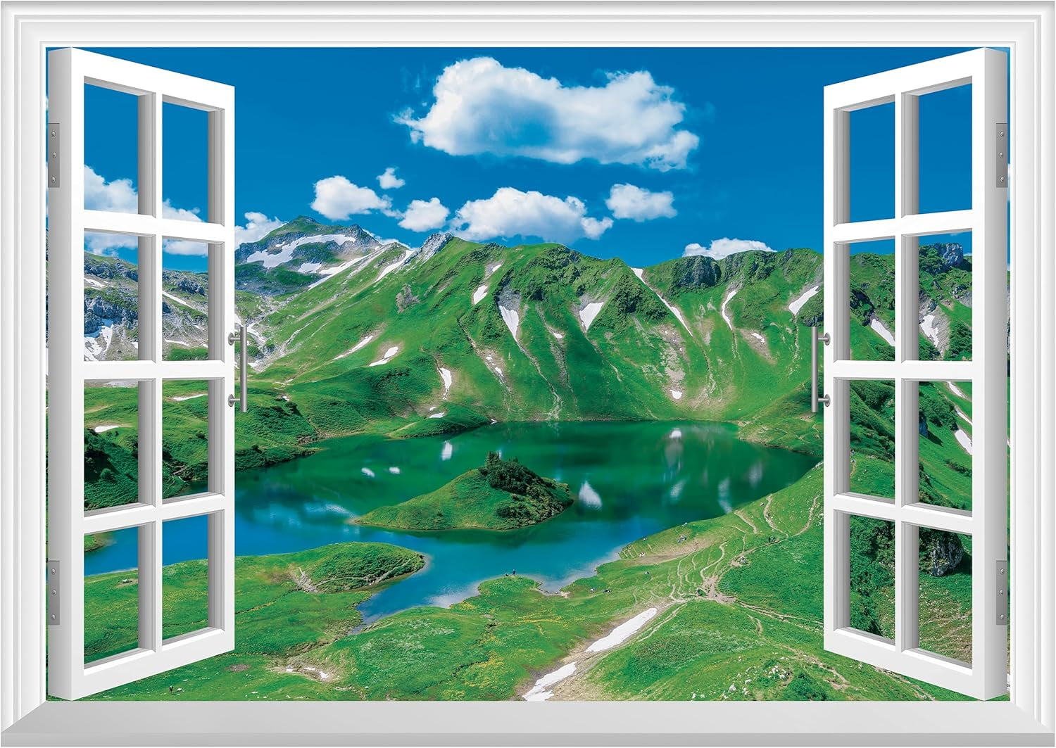 ADALE Fake Window Wall Mural Print Painting Posters Lakes in The ...