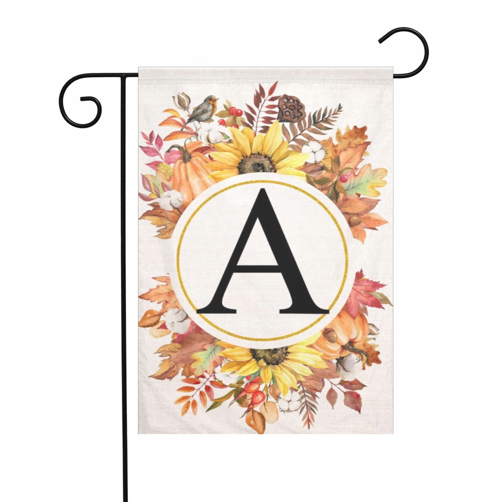 ADALE Fall Monogram Letter A Garden Flag Maple Leaves Sunflower Pumpkin ...