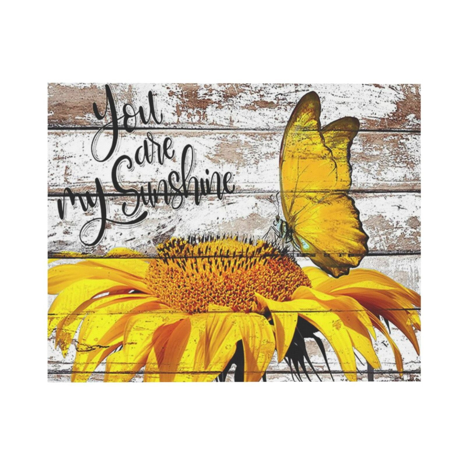 ADALE Farm Sunflower Wall Art Yellow Butterfly Canvas Pictures for ...
