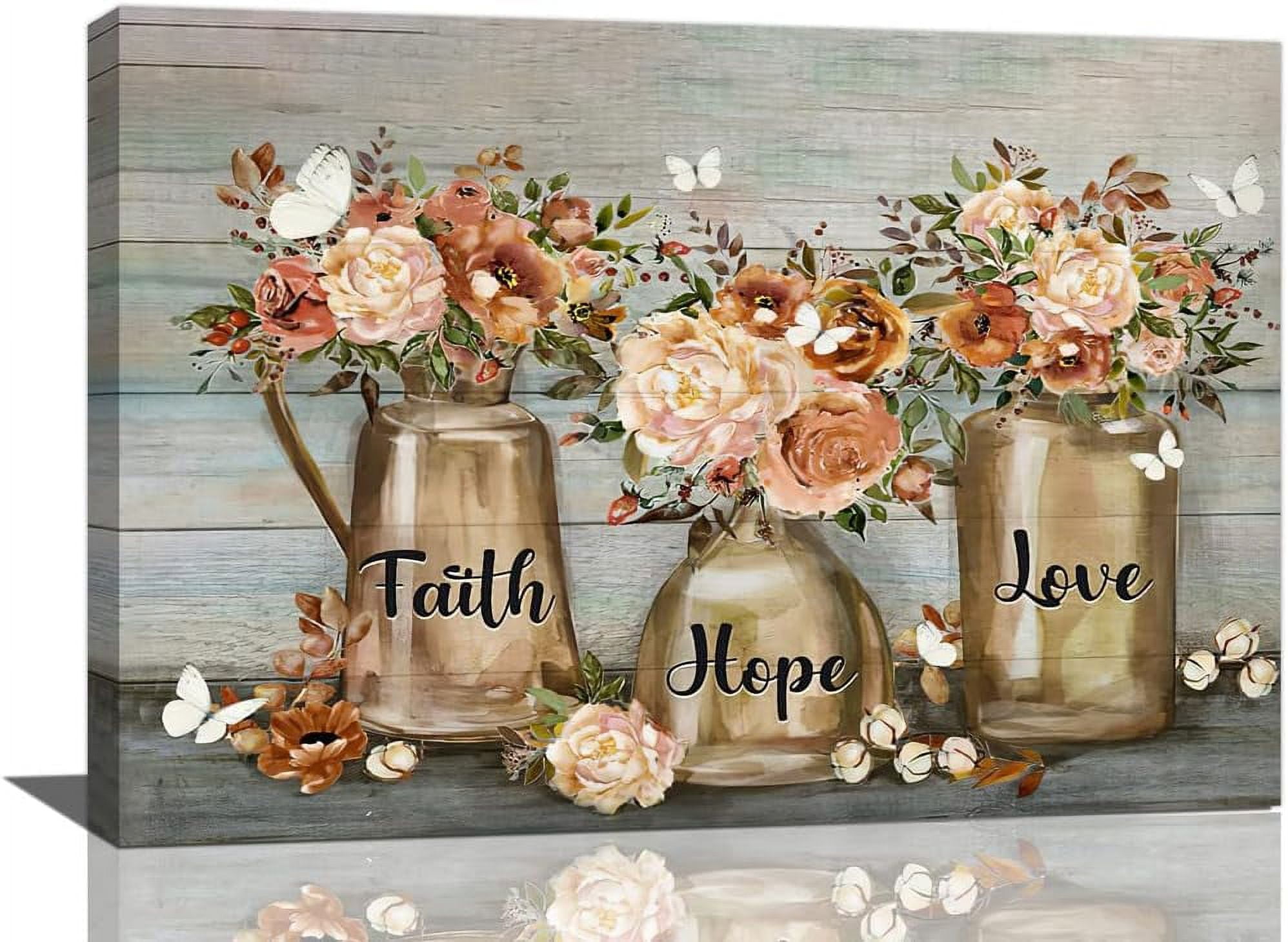 ADALE Farmhouse Bathroom Wall Art Flower Butterfly Floral Pictures ...