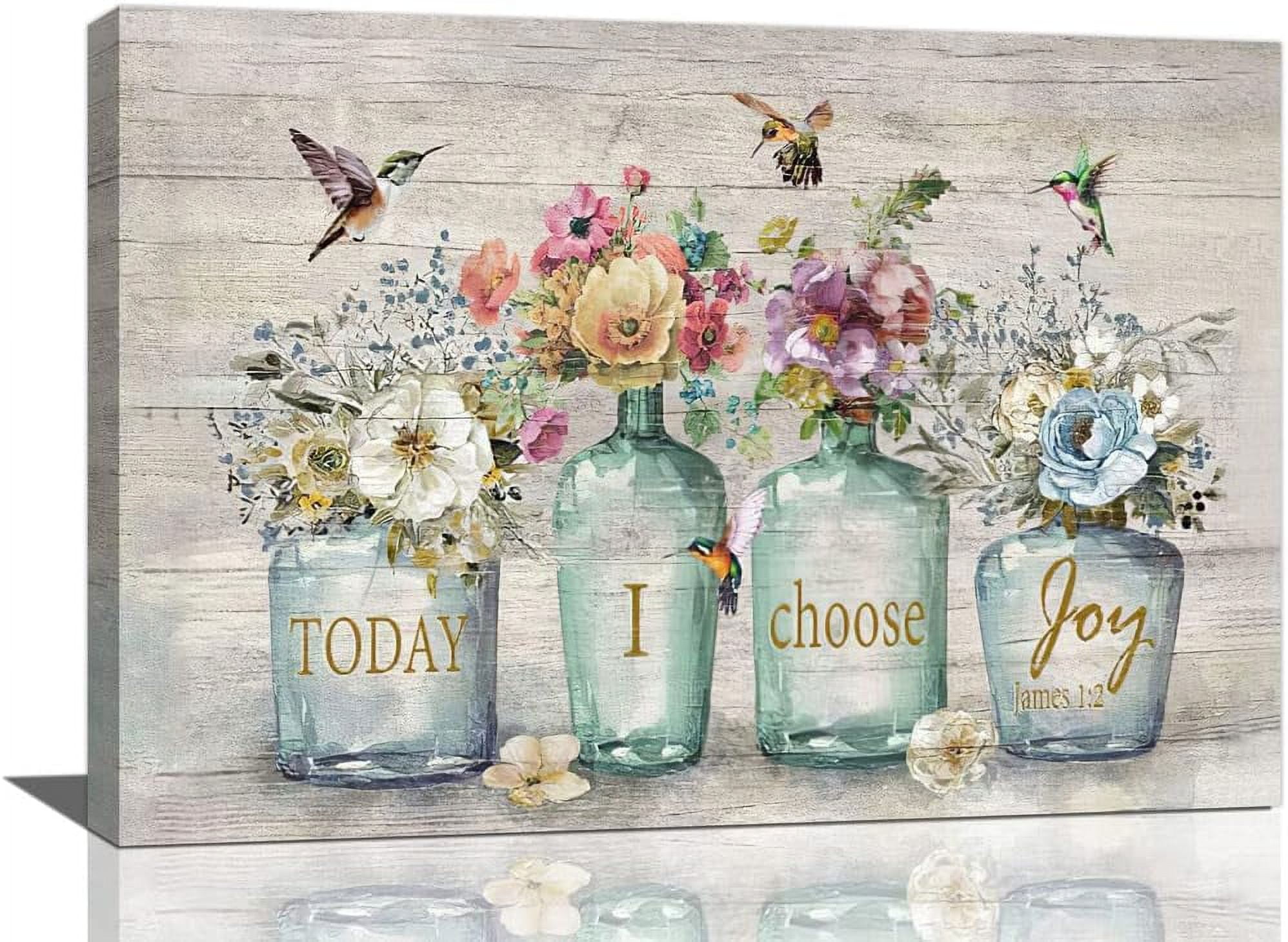 ADALE Farmhouse Bathroom Wall Art Flower Hummgbird Floral Pictures ...