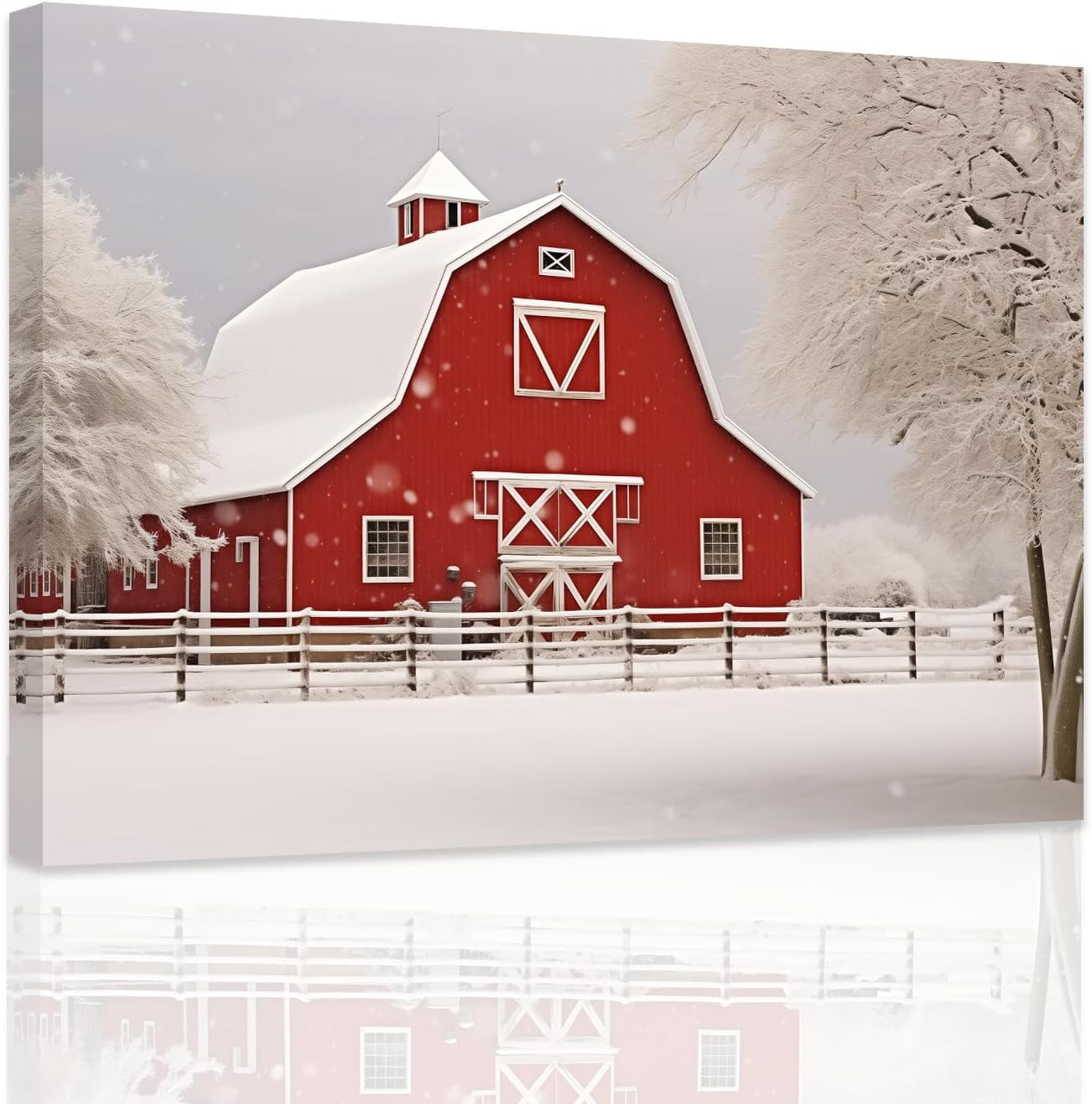 ADALE Farmhouse Canvas Wall Art Winter Snow Scenes with Deer Picture ...