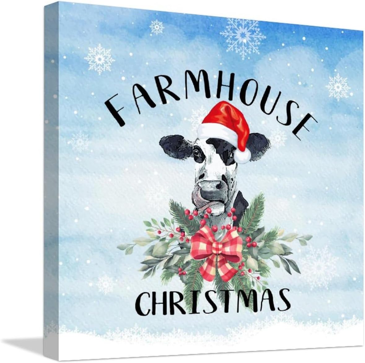 ADALE Farmhouse Christmas Canvas Prints Winter Red Hat Reindeer ...