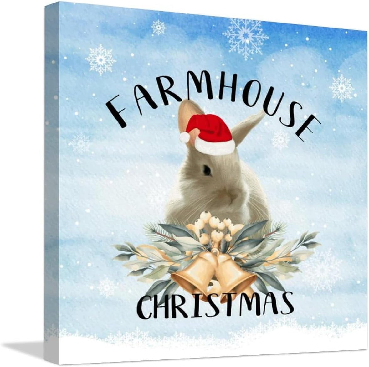 ADALE Farmhouse Christmas Canvas Prints Winter Red Hat Reindeer ...