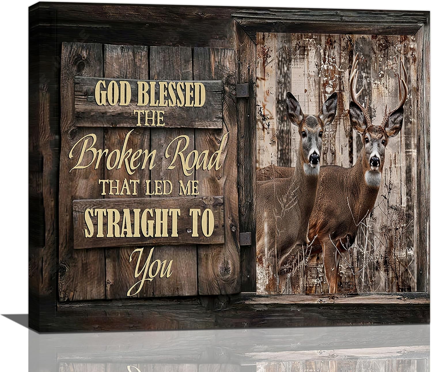 ADALE Farmhouse Deer Wall Art Rustic Elk Wild Animals Wall Decor ...