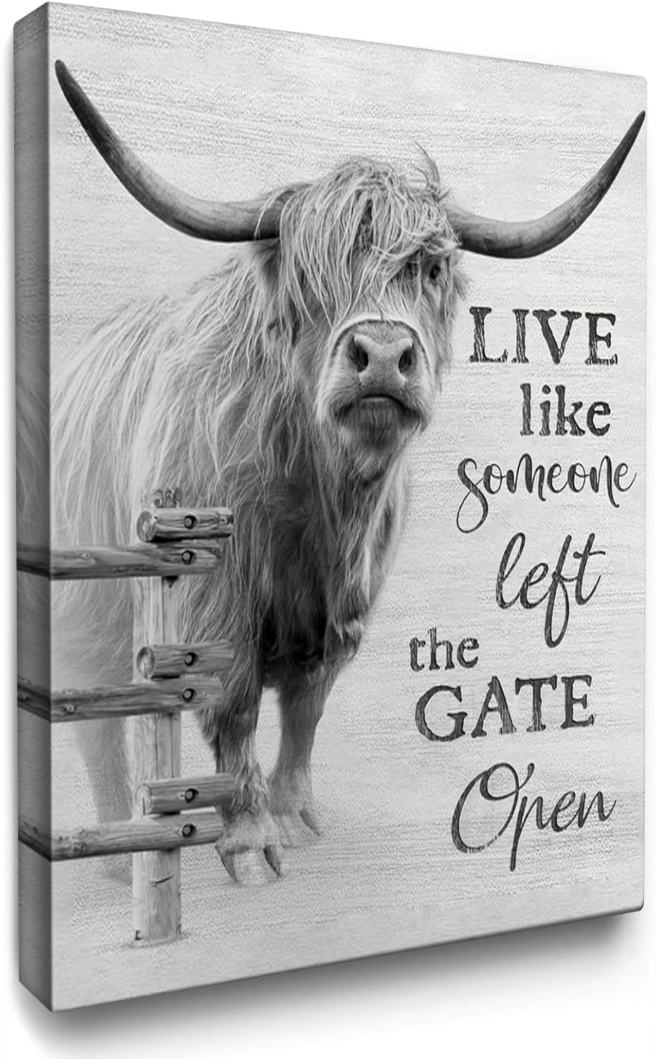 ADALE Farmhouse Highland Cow Wall Art Inspirational Cow Rustic Painting ...