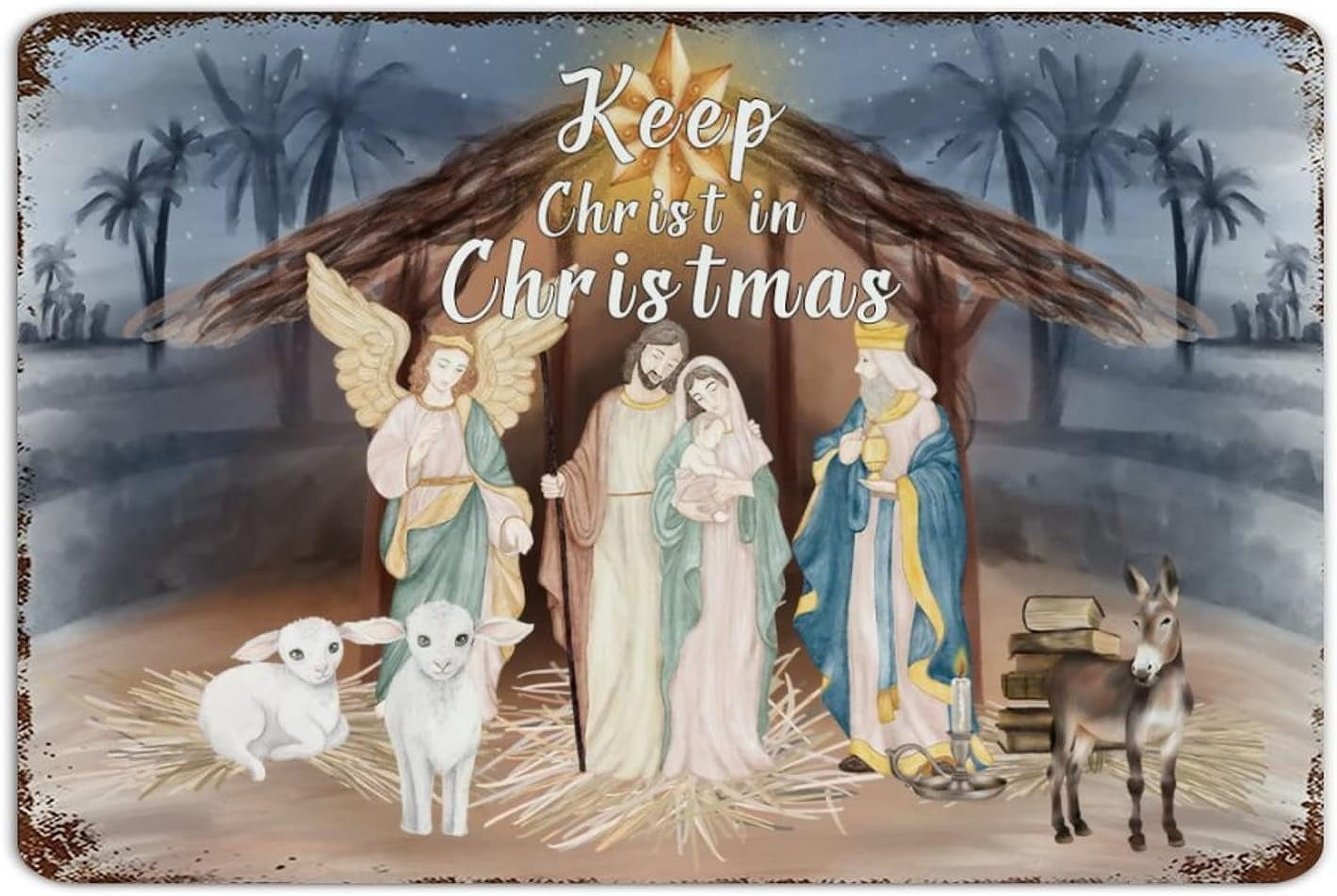ADALE Fashion Chic Metal Sign Christmas Nativity Scene Wall Decor Art ...