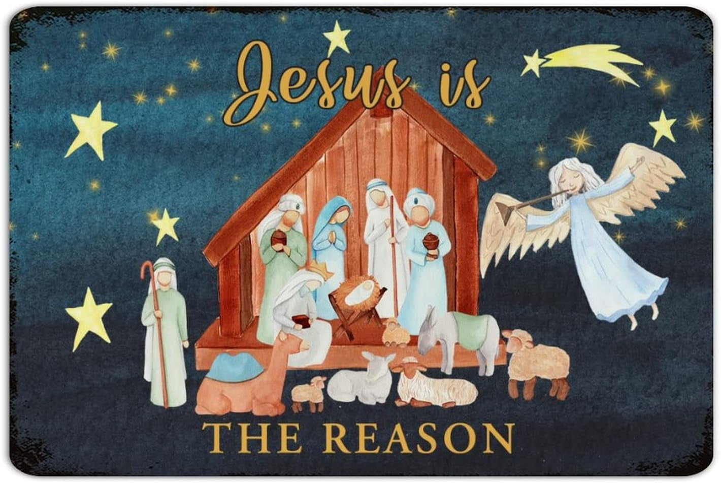 ADALE Fashion Chic Metal Sign Christmas Nativity Scene Wall Decor Art ...