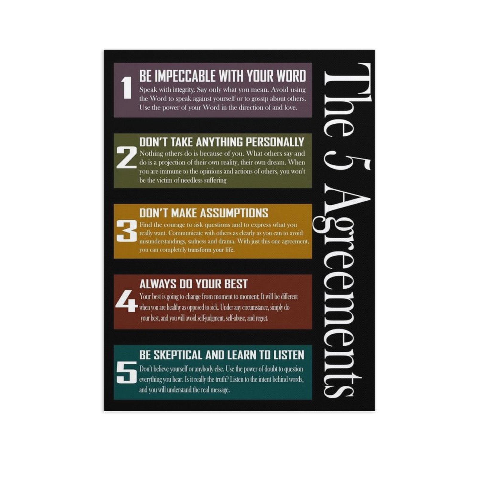 ADALE The Five Agreements Poster Print Your Word Personally Assumption ...