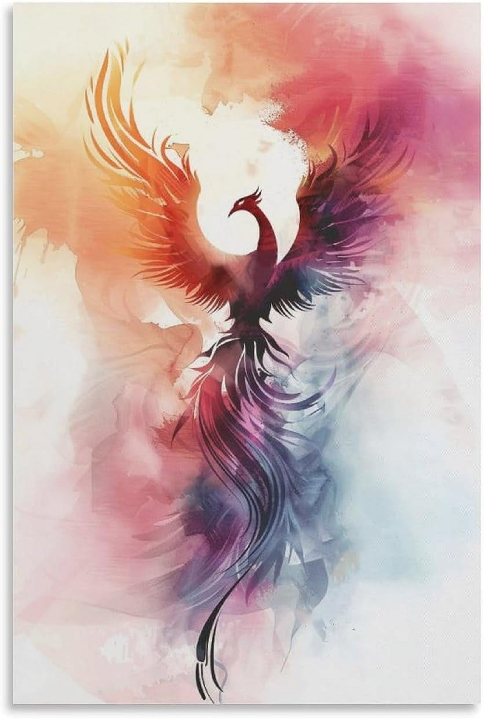 ADALE Flame Bird Aesthetic Phoenix Rising Watercolor Poster Canvas Wall ...