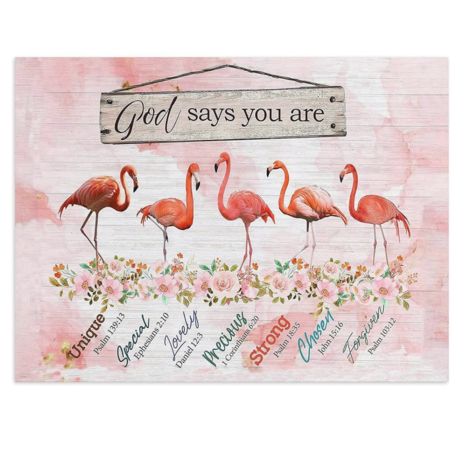 ADALE Flamingo Wall Art Pink Flamingo Pictures Wall Decor God Says You ...