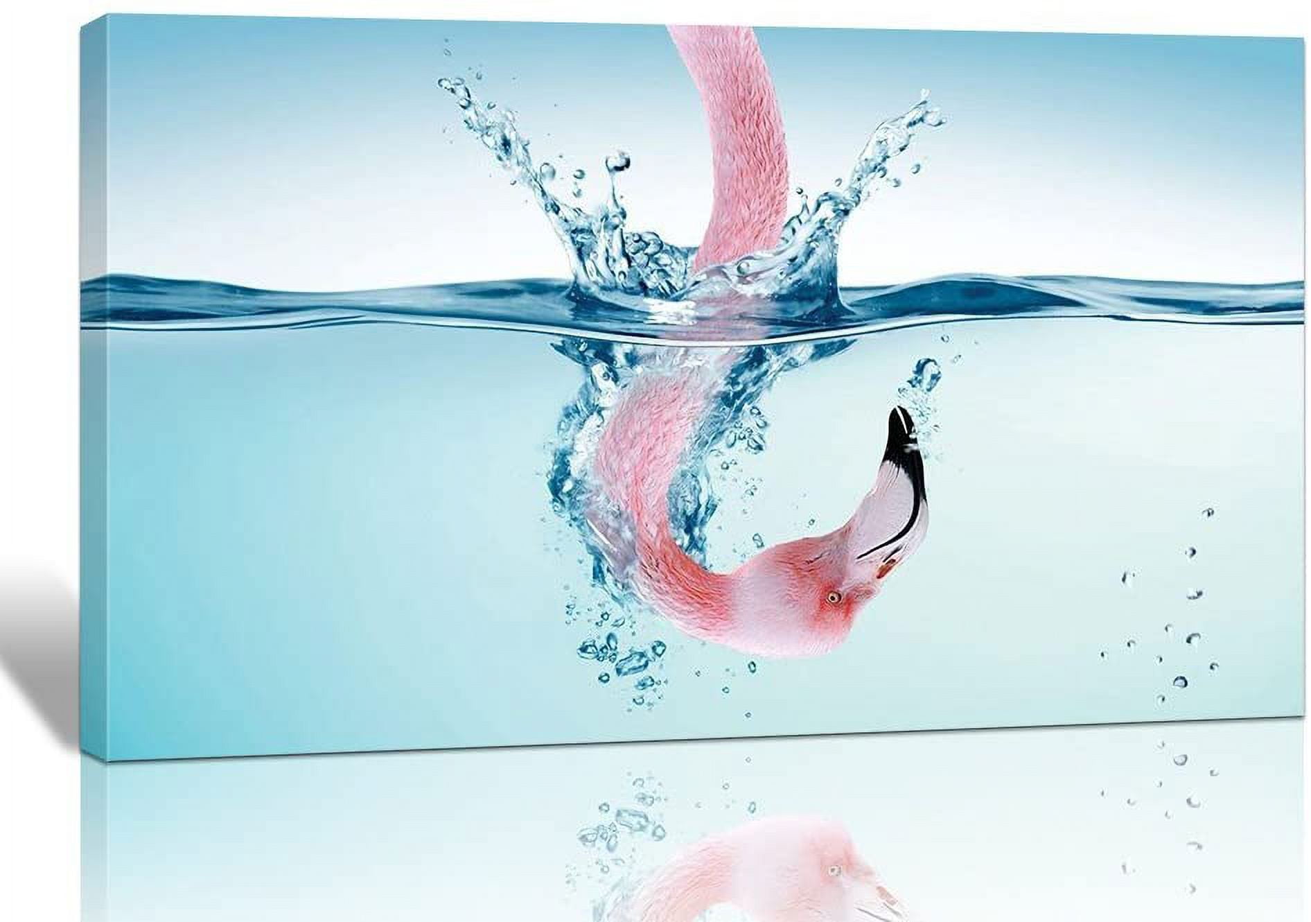 ADALE Flamingo in Water Pictures Wall Art Pink Flamingos Animal Canvas ...