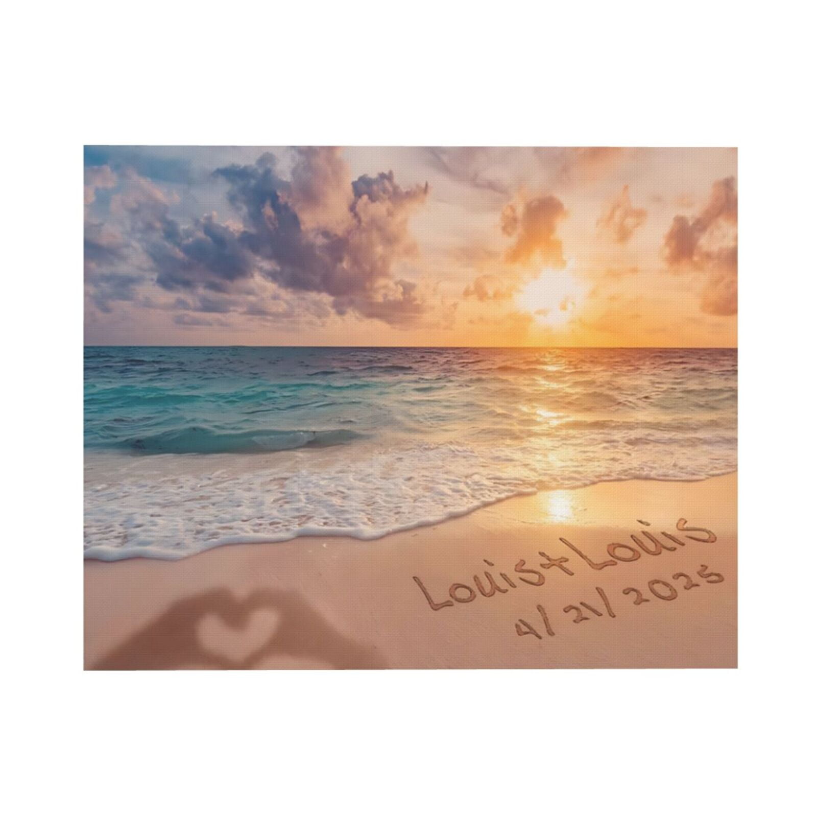 ADALE "Forever Together Canvas Wall Art, Beach Scene Beach Summer Ocean Waves in Sand, A Gift ...