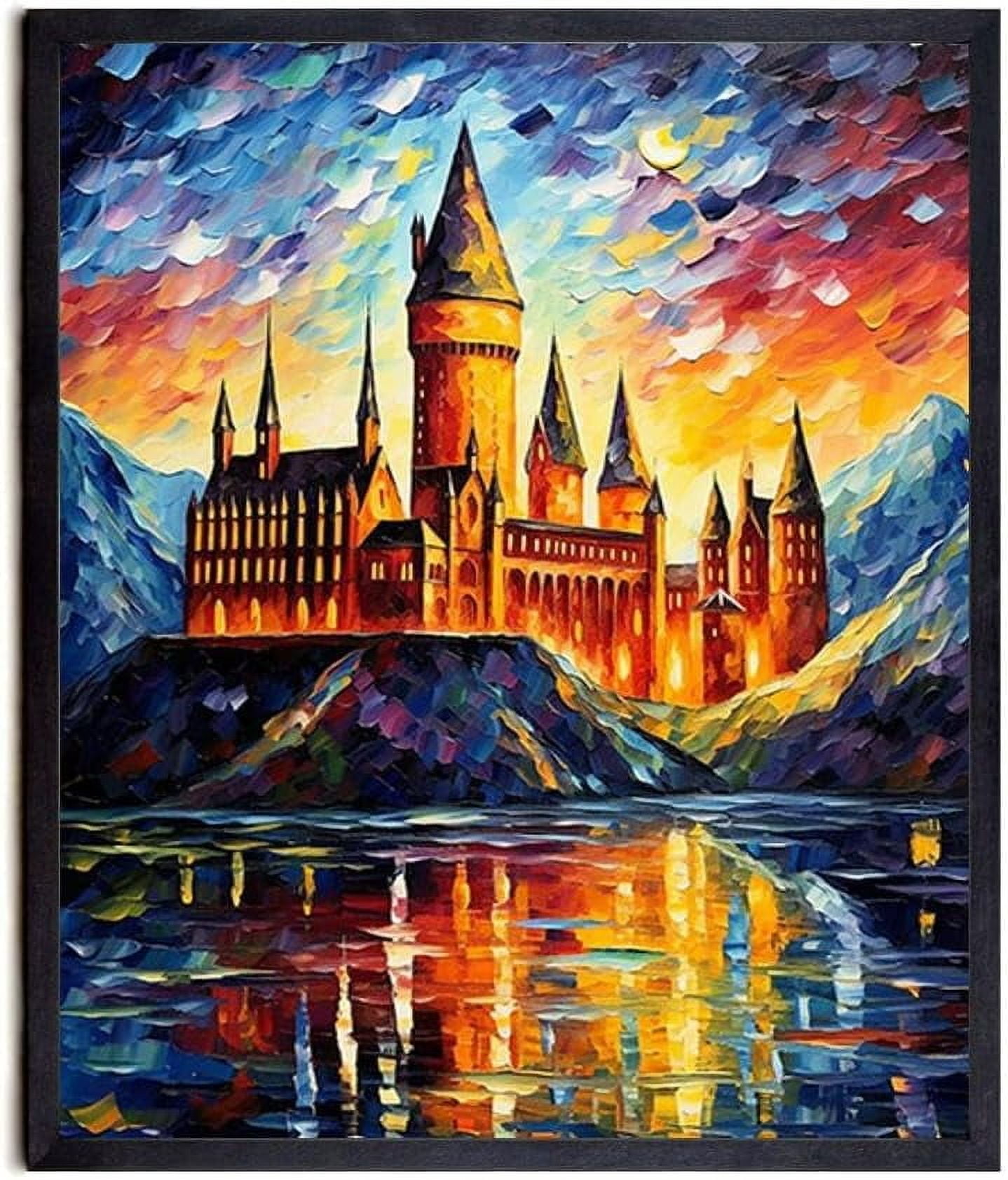 ADALE Framed Starry Night Van Gogh Inspired Medieval Castle Middle Ages ...