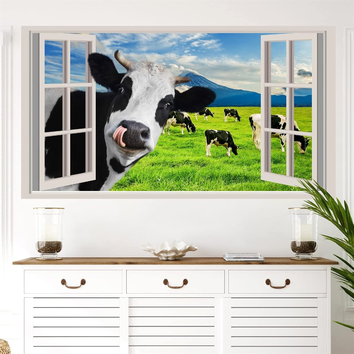 ADALE Funny Cow Wall Decors Peeking Cow Wall Art Landscape Home Decor ...
