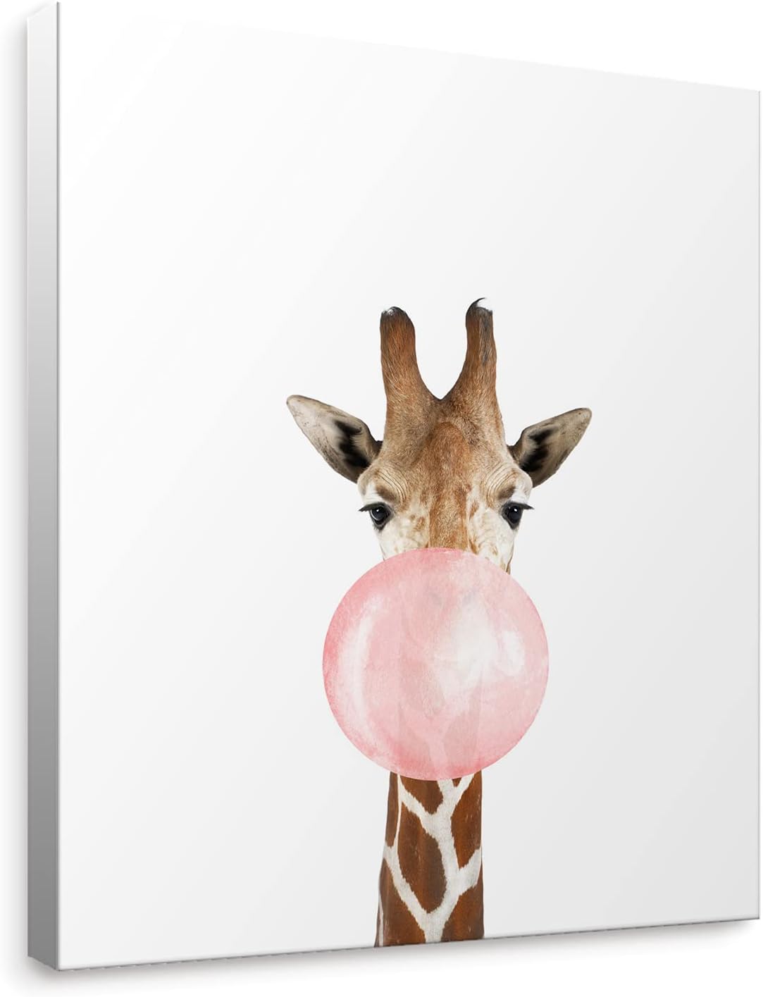 ADALE - Giraffe A, Pink Bubble Gum Animals, Canvas Wall Art Home Decor ...