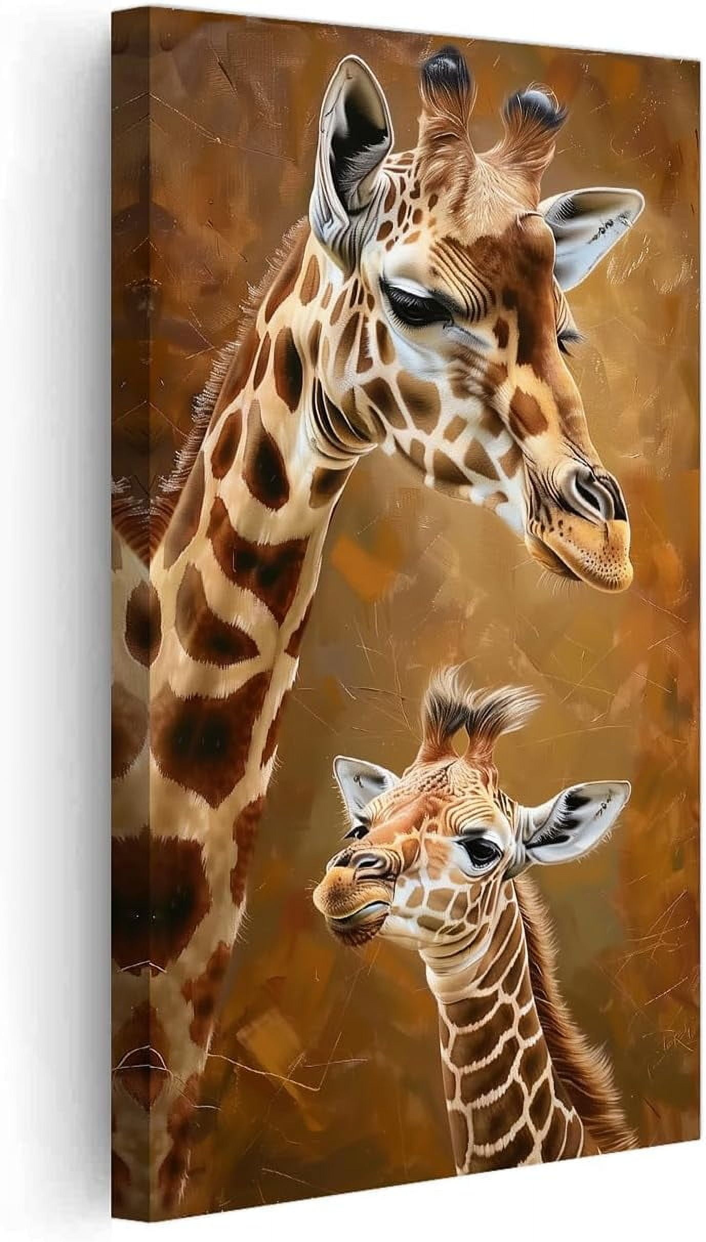 ADALE Giraffe Canvas Wall Art Giraffe and Cub Poster Cute Animals ...