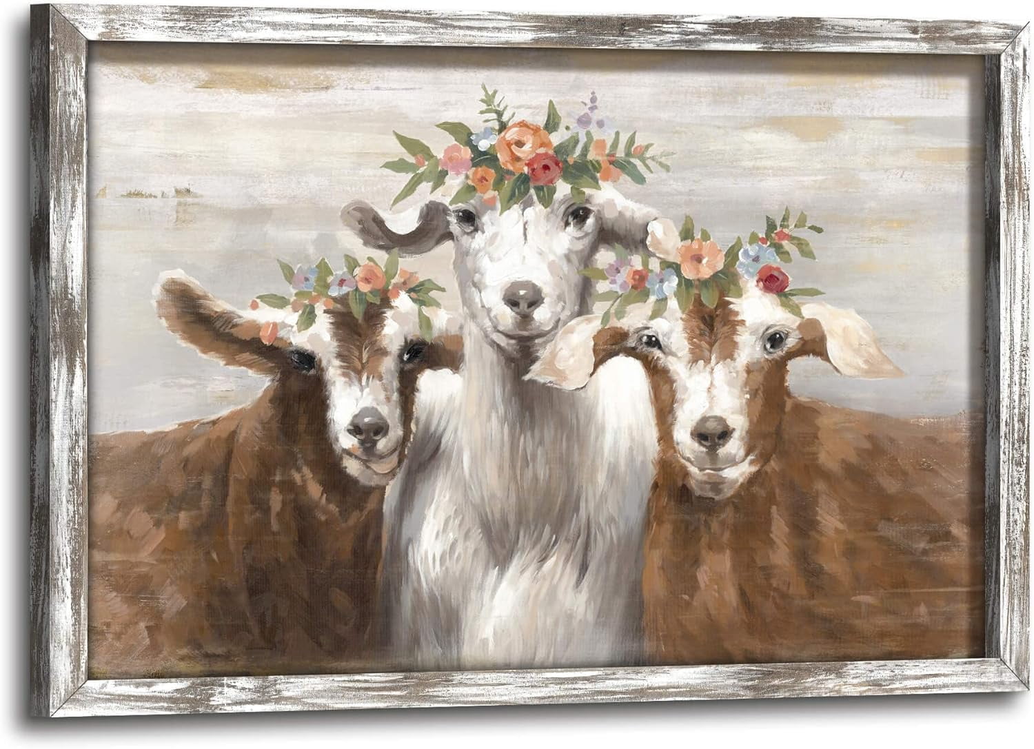 ADALE Goat Wall Art Framed Decor: Bathroom Farmhouse Country Animal ...