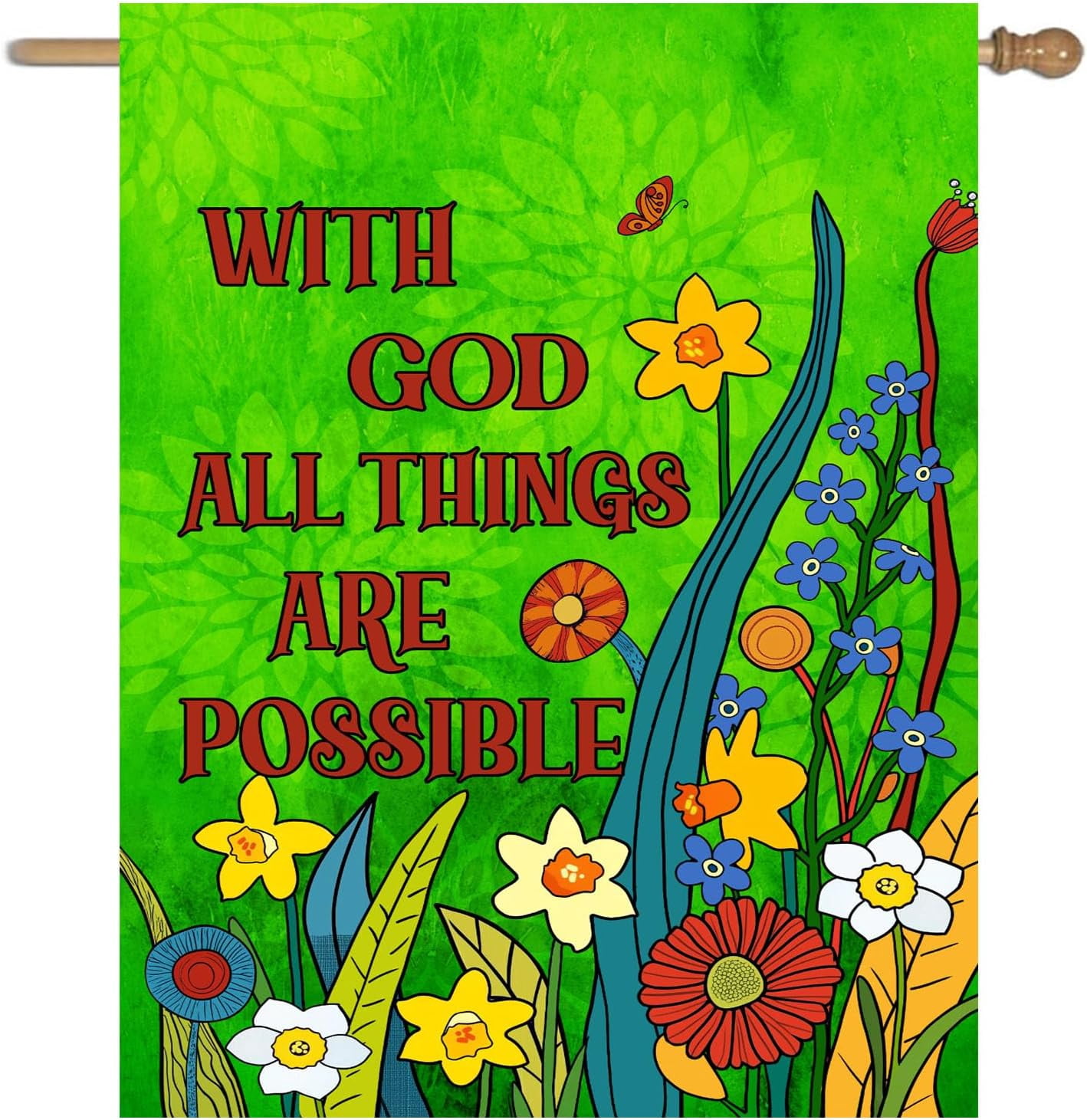 ADALE With God All Things are Possible Christian Flag Religious Garden ...