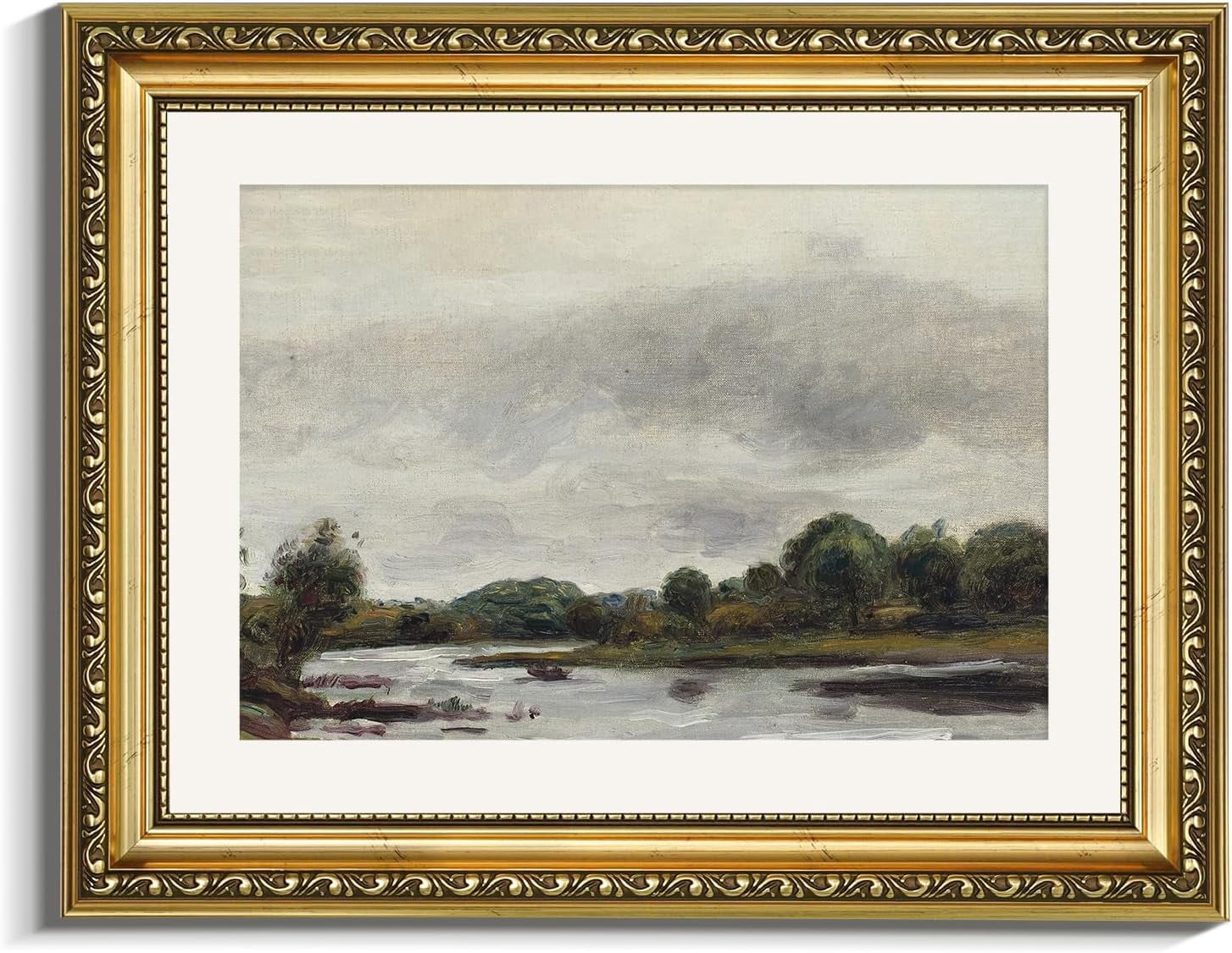 ADALE Gold Landscape Wall Art, Livg Room Bedroom River Scenery Wall ...