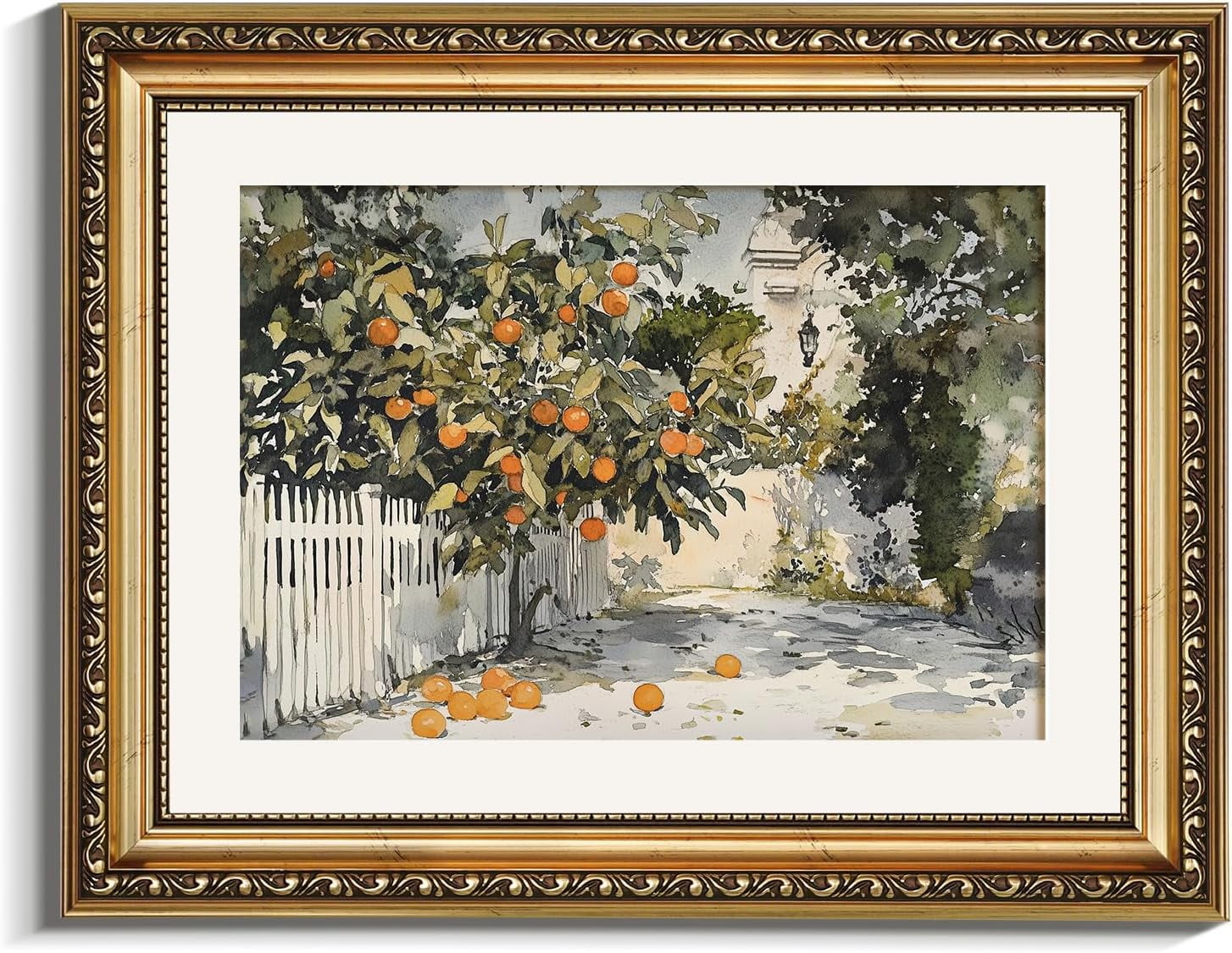 ADALE Gold Wall Art Canvas Prt for Livg Room Country Orange Trees ...