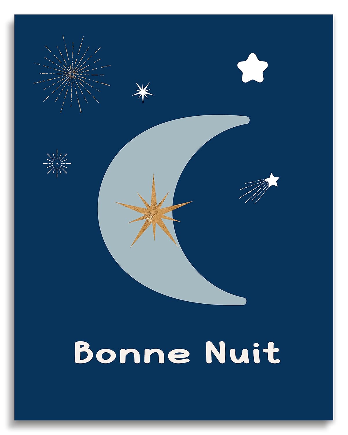 ADALE Goodnight Bonne Nuit Moon Star Nursery Decor, Baby Nursery Prints ...