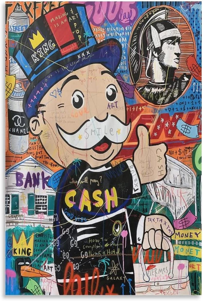 ADALE Graffiti Cash Funny Cartoon and Money Poster Prints Wall Art ...