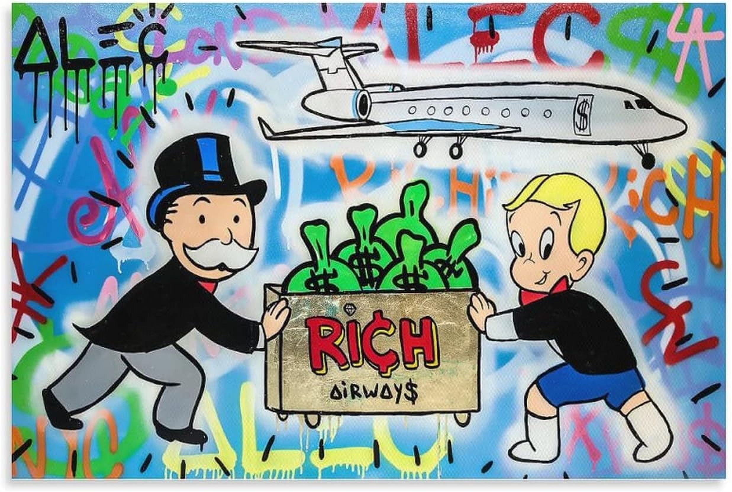 ADALE Graffiti Rich Funny Cartoon and Money Home Kitchen Wall ...