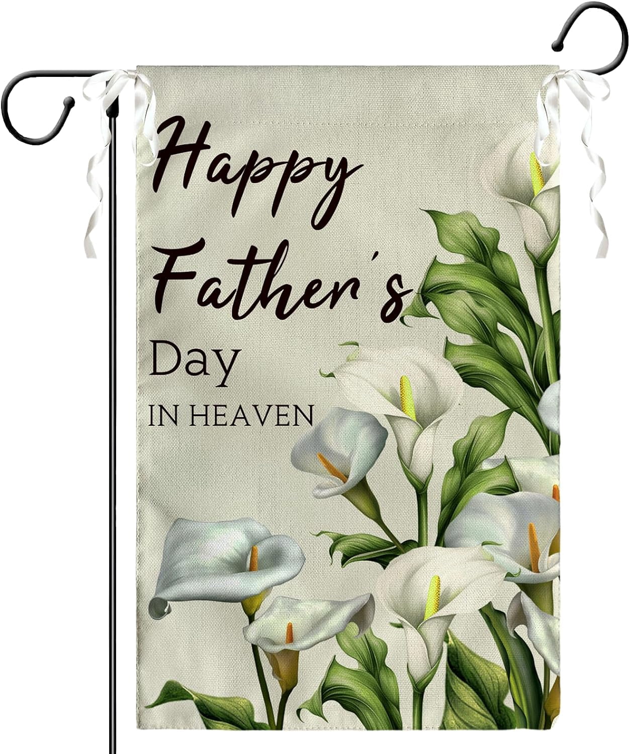 ADALE Happy Fathers Day in Heaven Garden Flag Calla Lily Floral Burlap ...