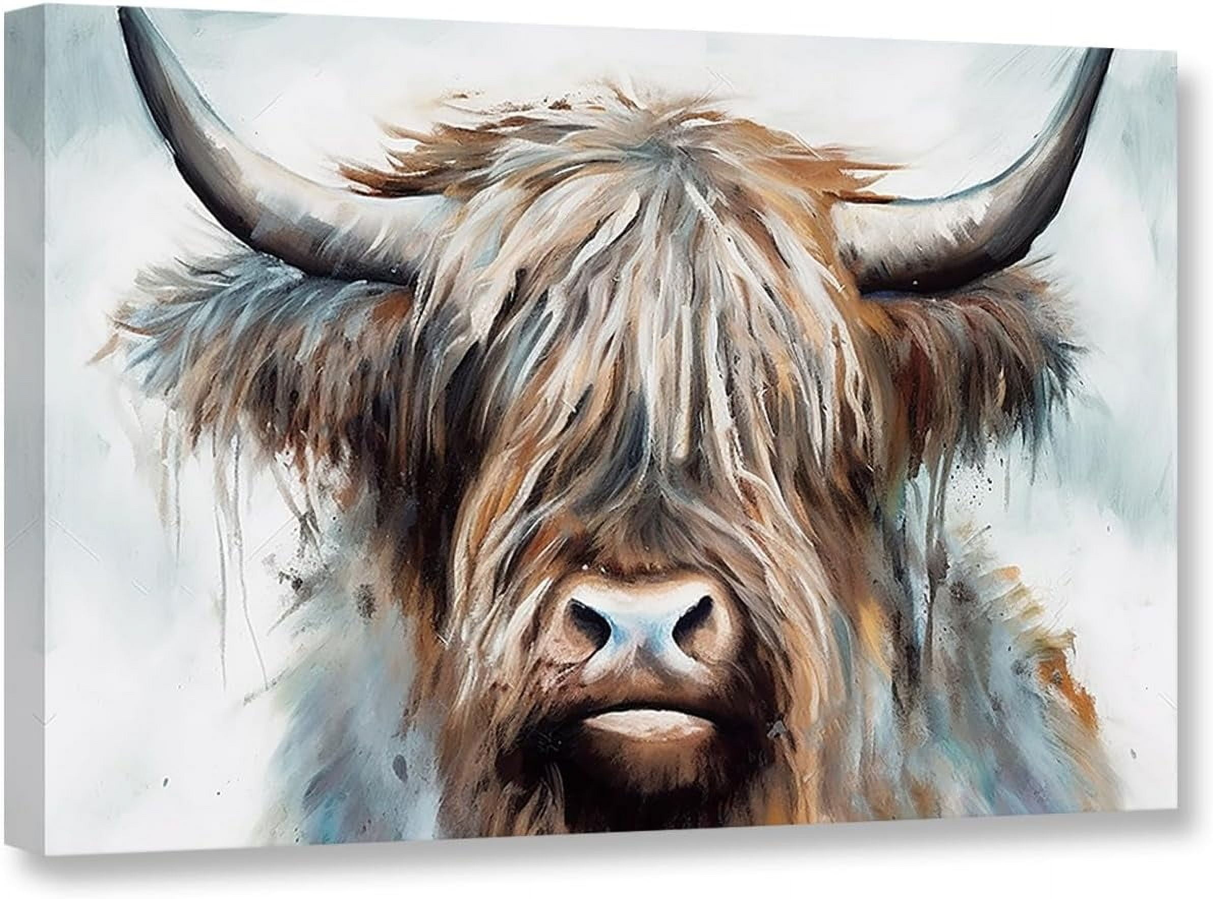 ADALE Highland Cattle Animal Canvas Wall Art Colorful Cow Pictures Wall ...