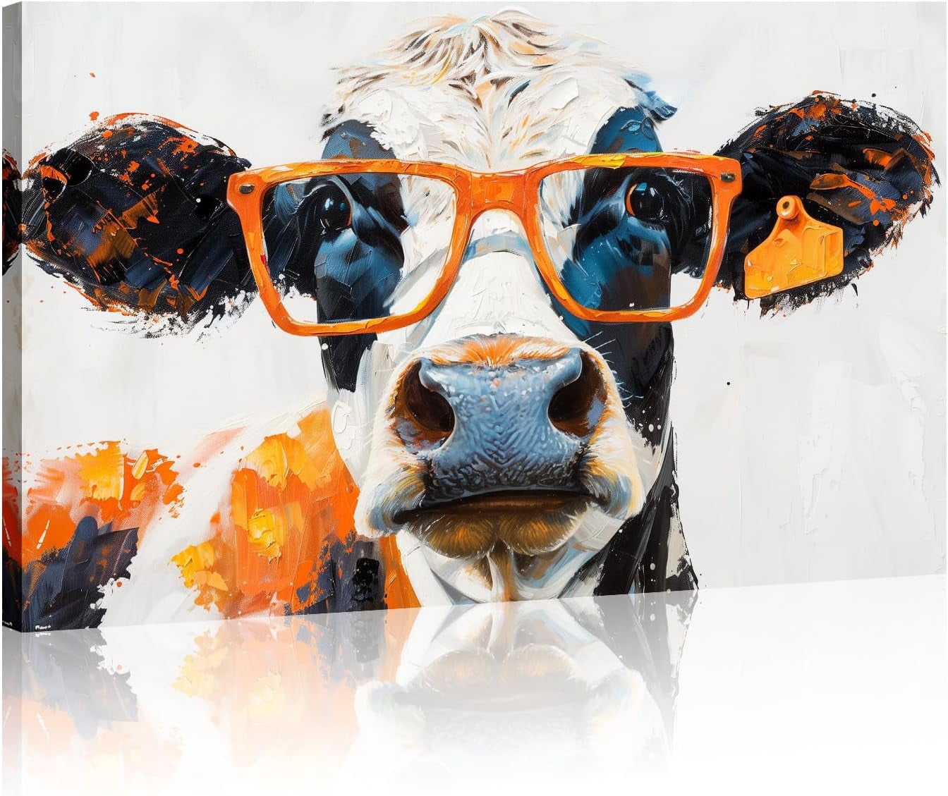 ADALE Highland Cow Canvas Wall Art Cute Cattle with White Daisy Flower ...