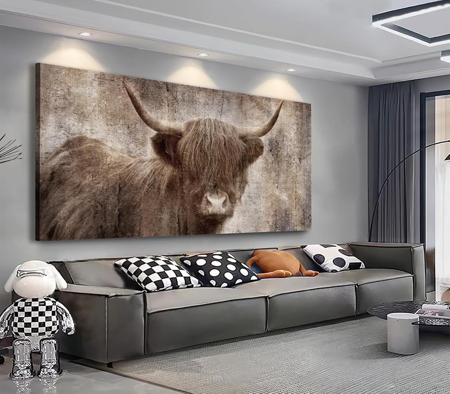 ADALE Highland Cow Canvas Wall Art Retro Farmhouse Canvas Pictures ...