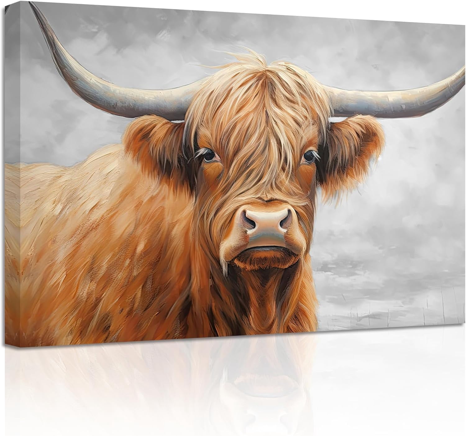 ADALE Highland Cow Canvas Wall Art Rustic Farm Cow Picture Western ...