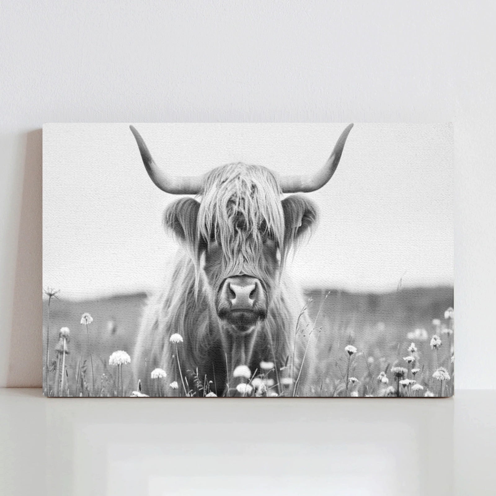 ADALE Highland Cow Extra Large Wall Art for Living Room Black and White ...