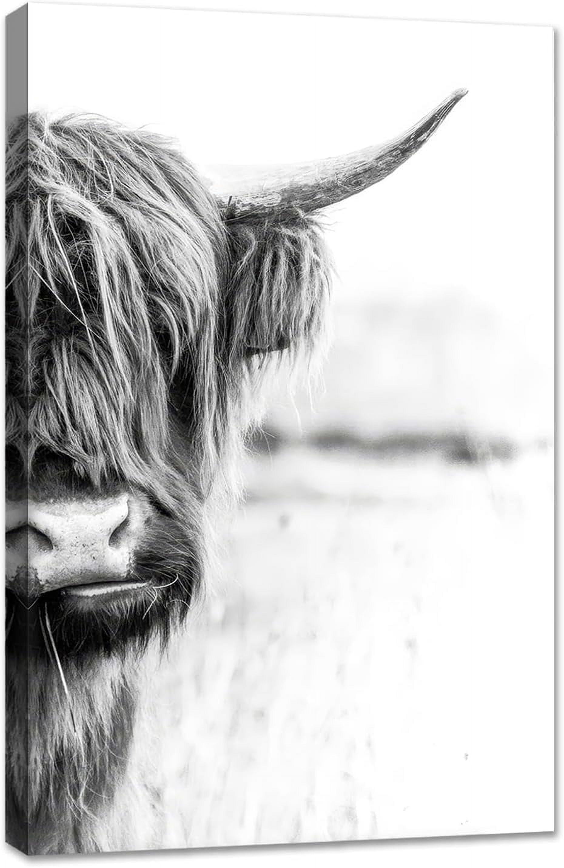 ADALE Highland Cow with Flower Crown Poster, Farmhouse Print, Rustic ...