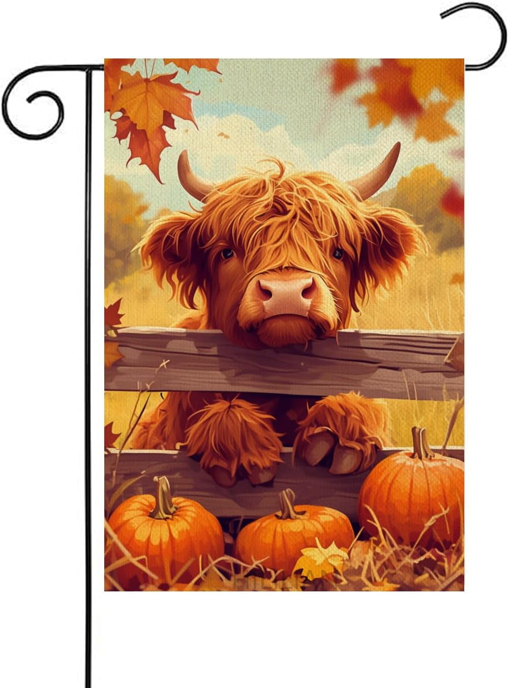 ADALE Highland Cow Leaning Over The Fence Garden Flag Double Sided ...
