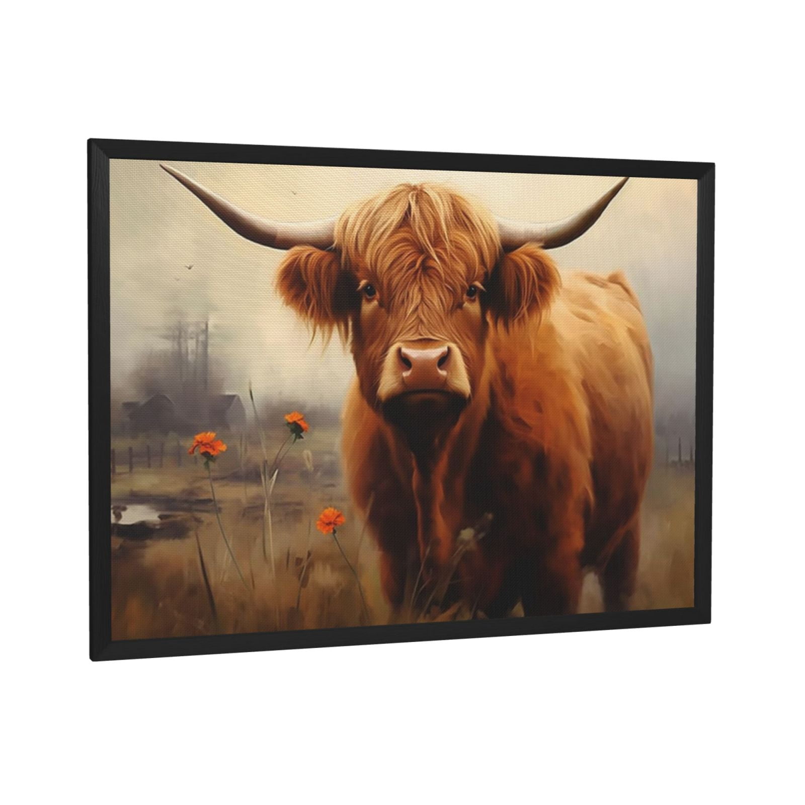 ADALE Highland Cow Pictures Wall Decor Farm Animal Canvas Wall Art ...