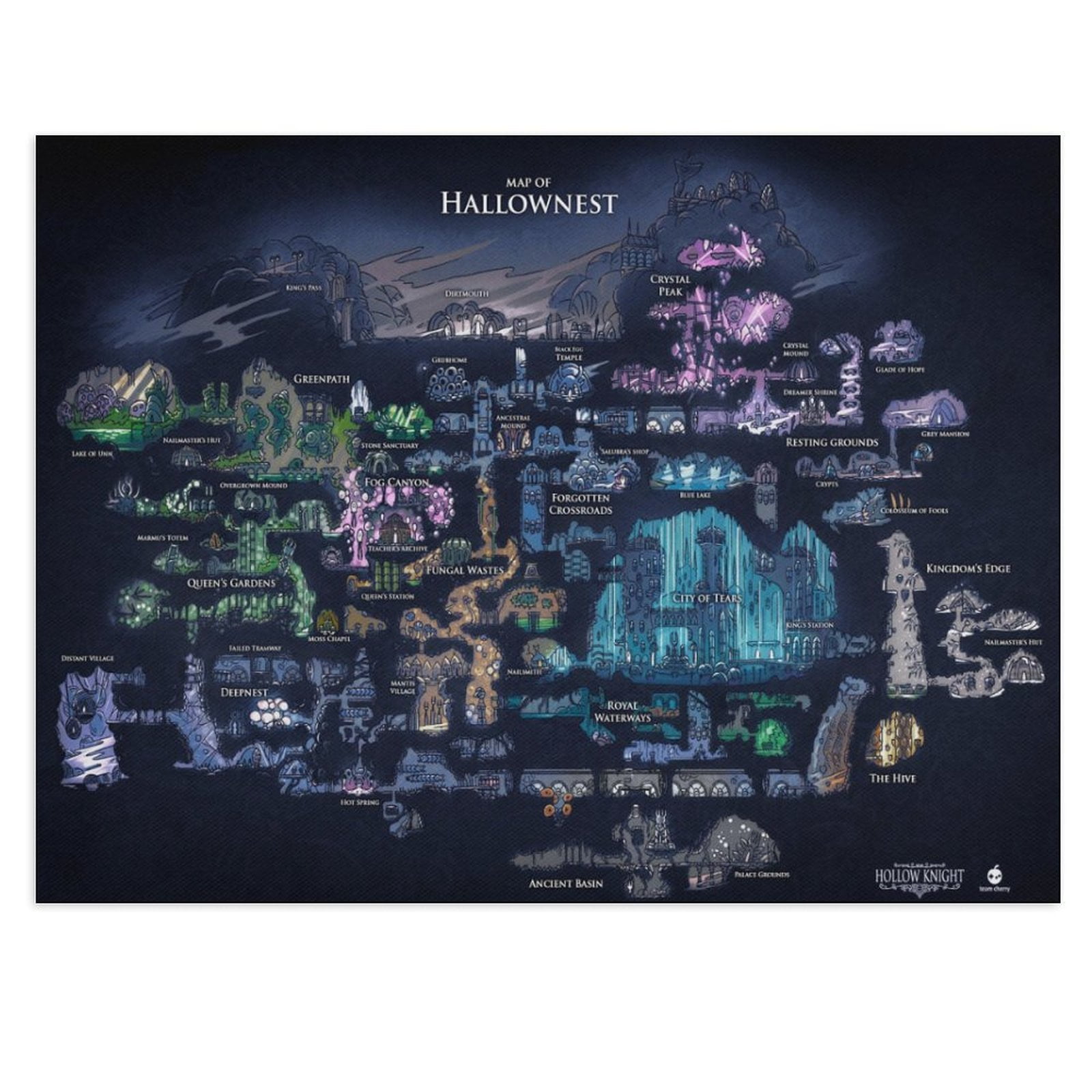 ADALE Hollow Knight Map The Game Posters & Prints on Canvas Wall Art ...