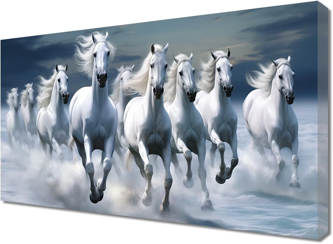 ADALE Horse Canvas Wall Art Large Horses Running in Water Painting ...