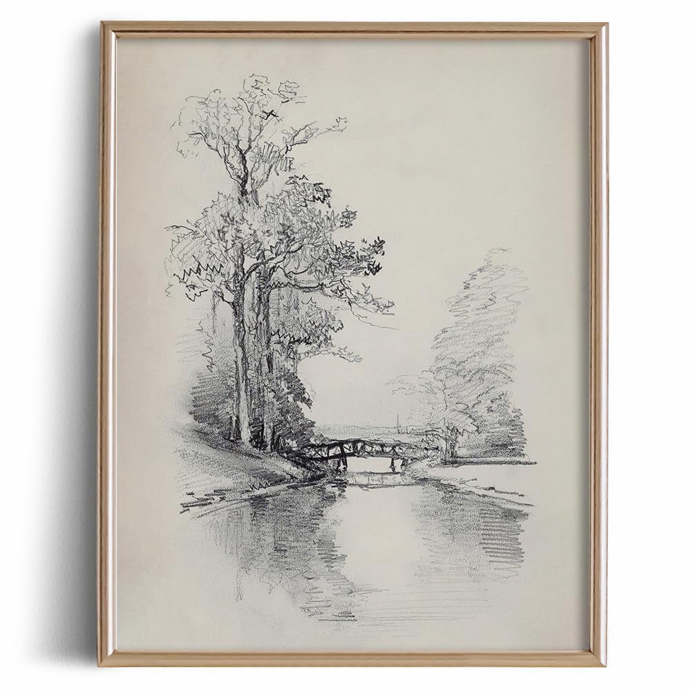 ADALE Horse Drawing Etching Rustic Gray Picture - Beige Equine Pony ...