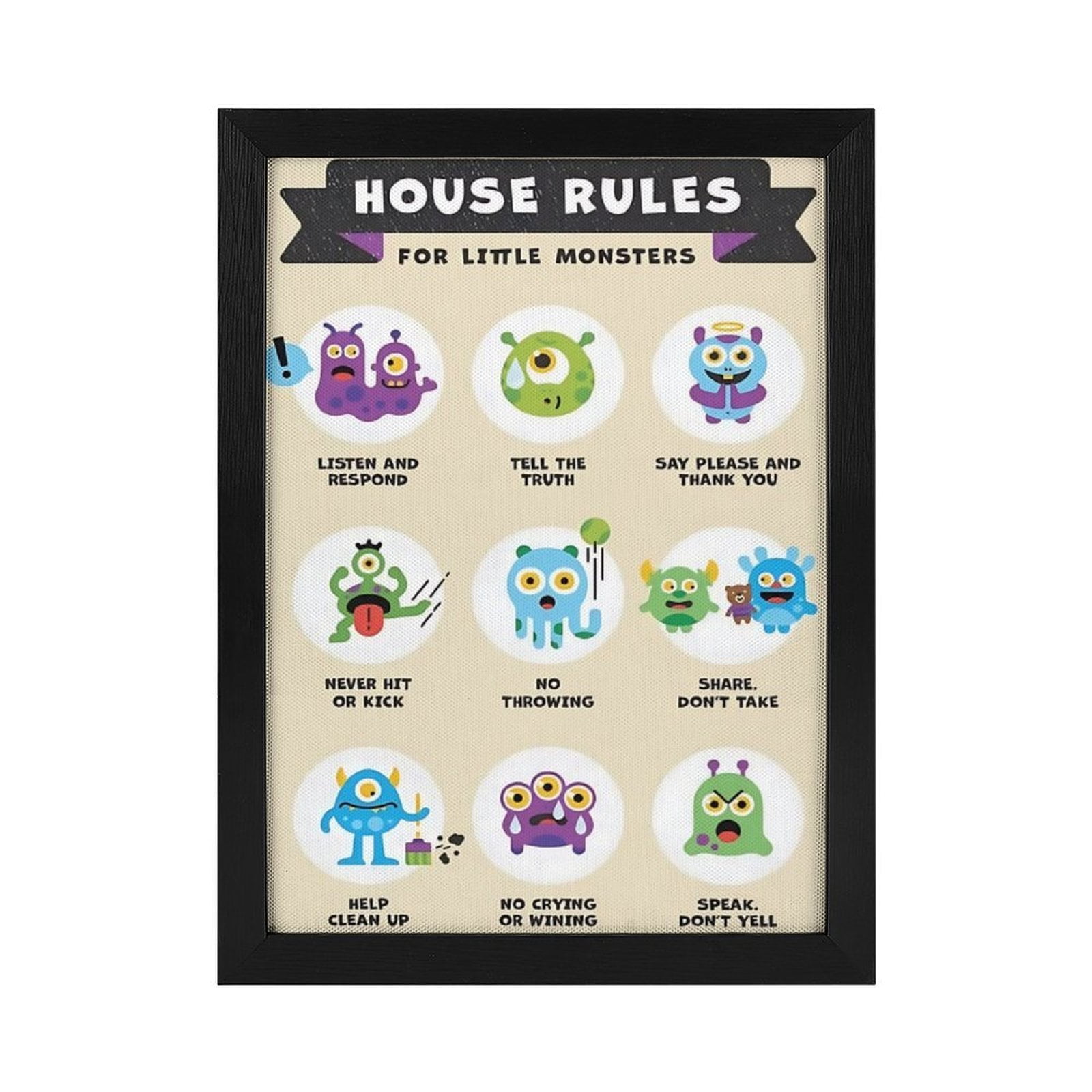 ADALE House Rules for Little Monsters Kids Art Rules Poster Quotes Art ...