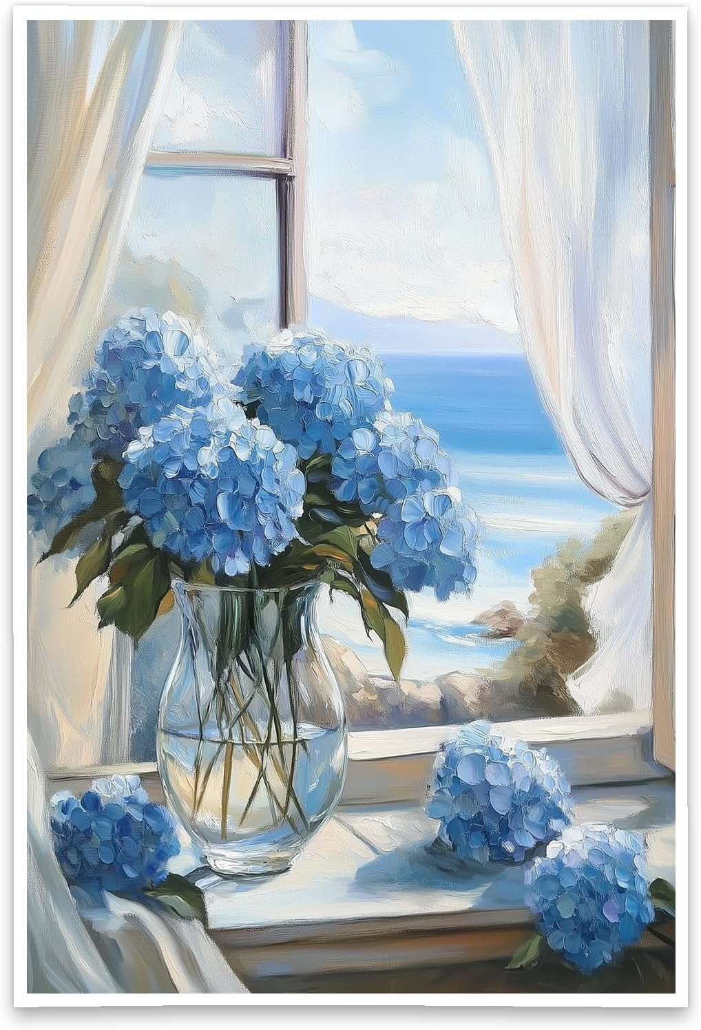 ADALE Hydrangea Wall Art Bule Bathroom Decor Hydrangea Flower Picture ...