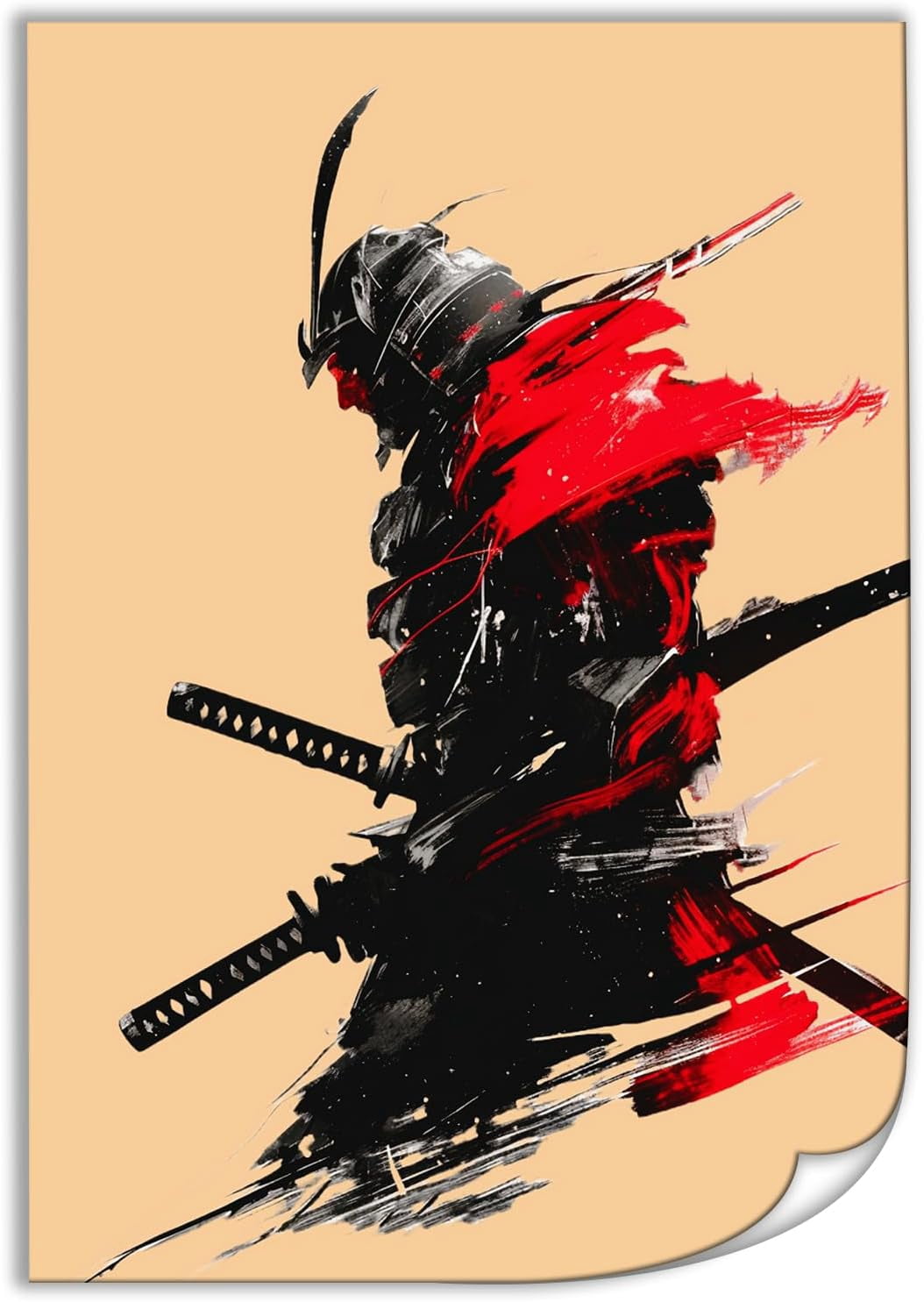 ADALE Japanese Samurai Armor Minimalist Poster Canvas Wall Art Prints ...