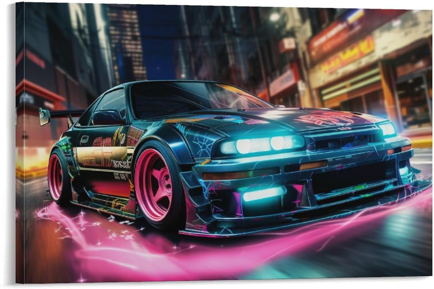 ADALE Jdm Car R34 Posters Japanese Graffiti Cool Neon Night Canvas Wall ...