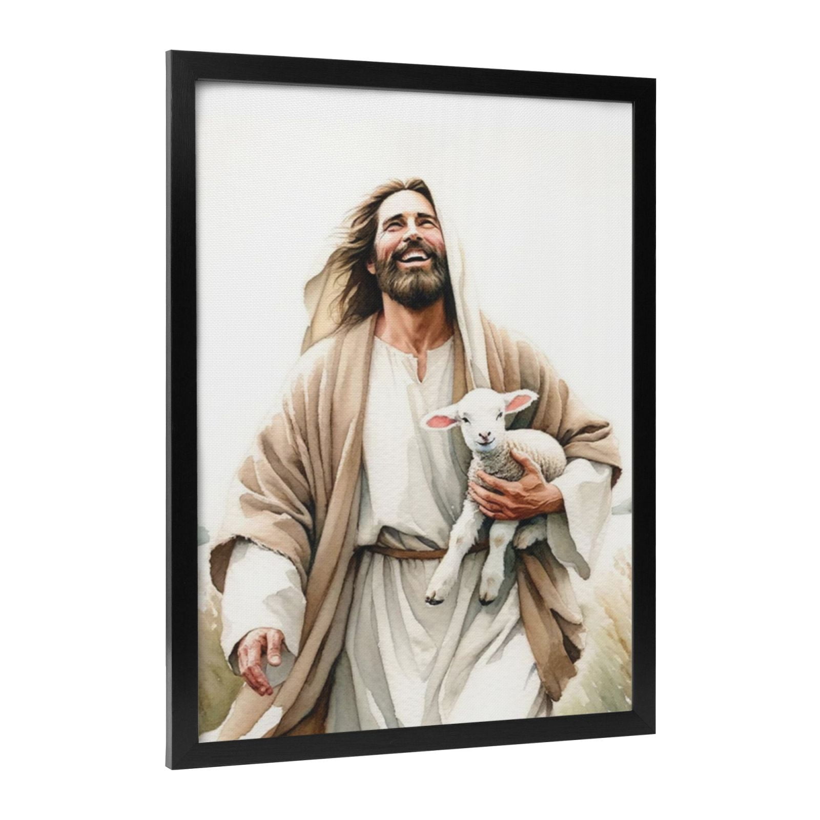 ADALE Jesus and the Lamb Canvas Wall Art Jesus Embraces the Lamb Canvas ...