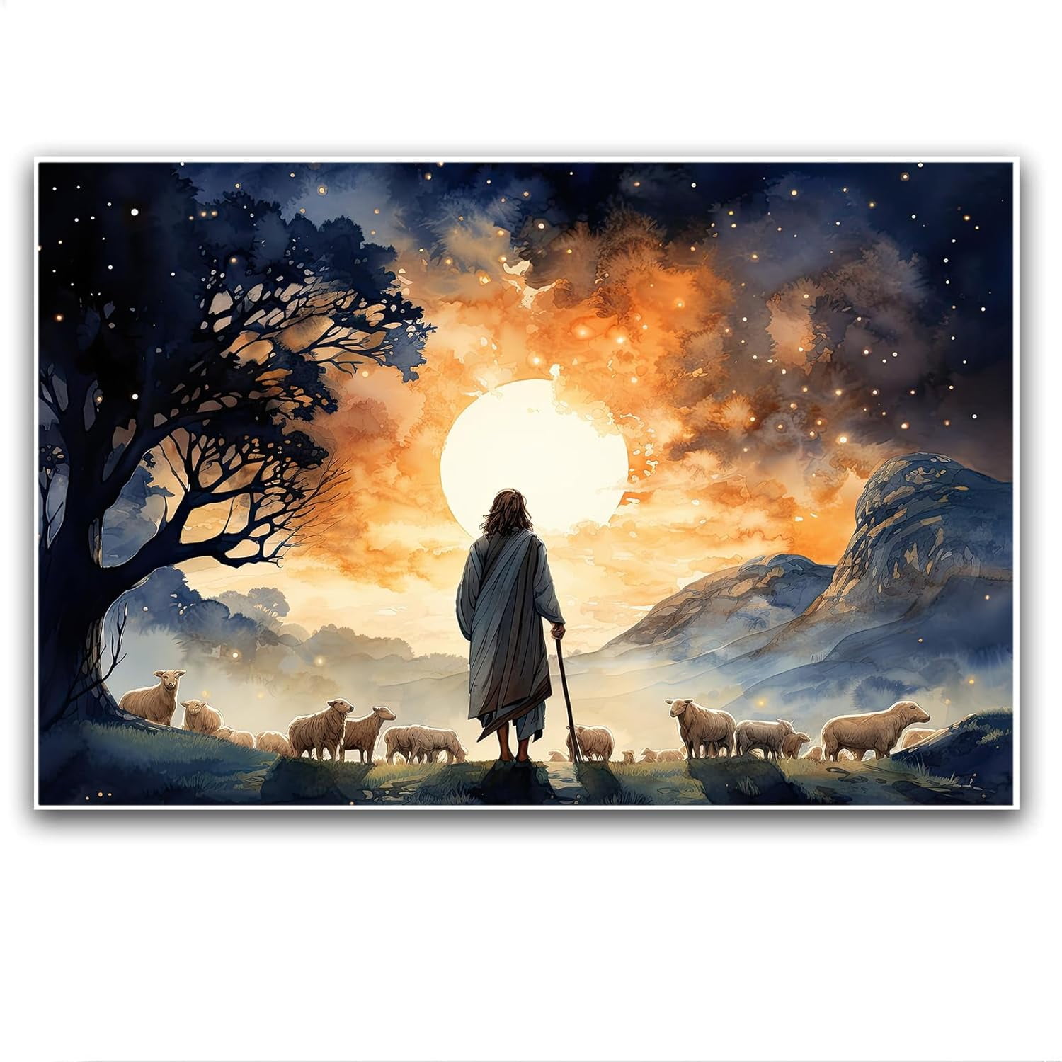 ADALE Jesus with Lamb Print Shepherd Wall Jesus Portrait Jesus Painting ...