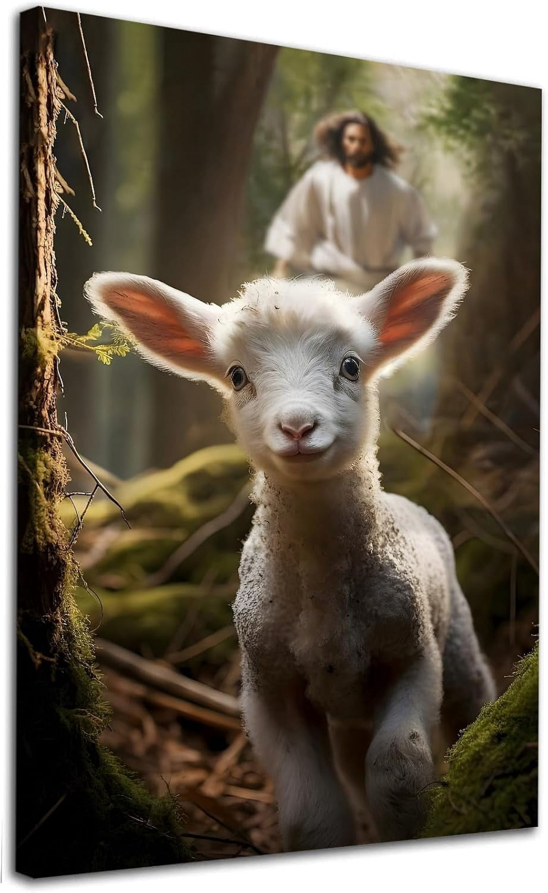 ADALE Jesus Paintings Canvas Wall Art Jesus Saving the Lost Lamb Poster ...