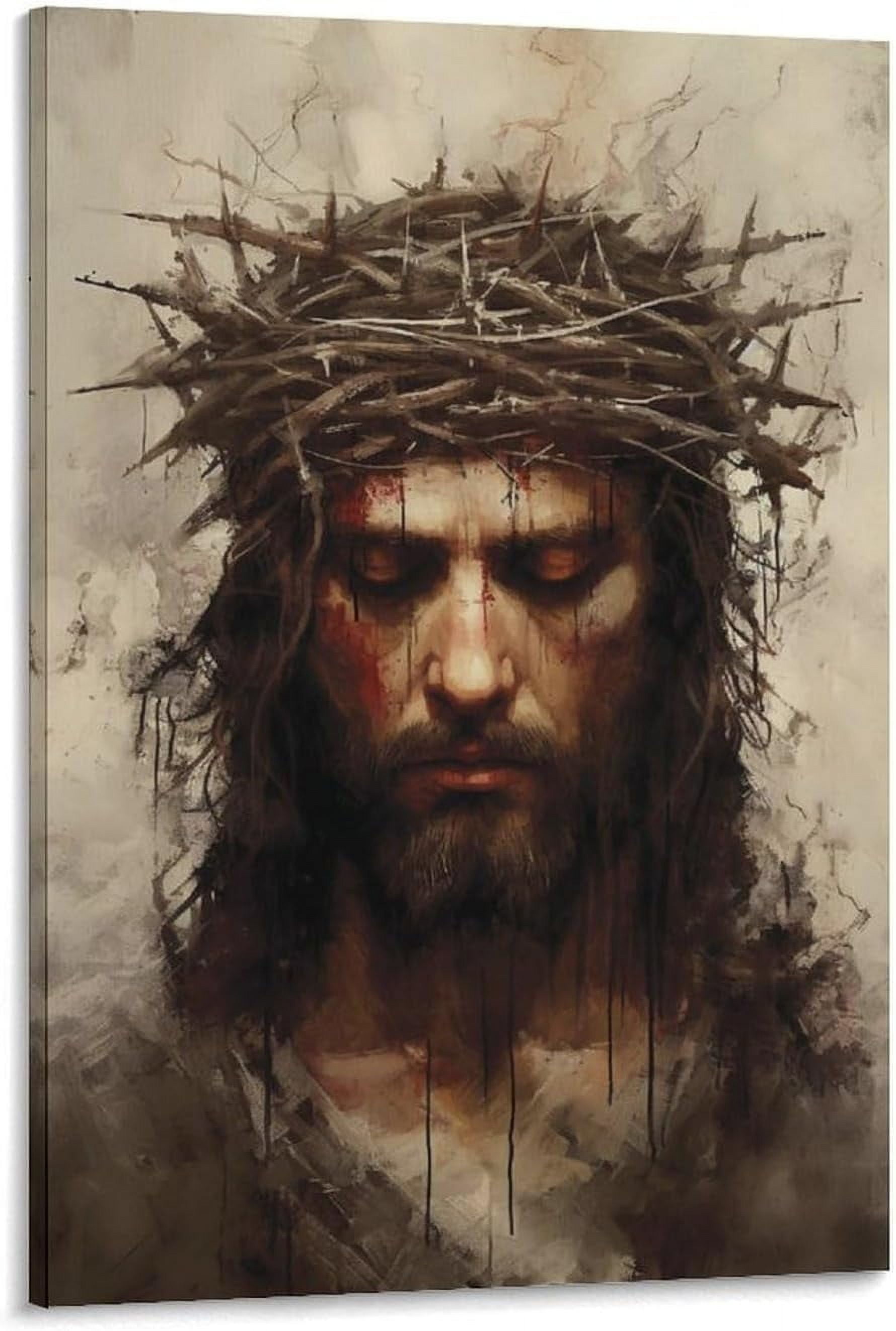 ADALE Jesus Poster Persecution Crown of Thorns Canvas Wall Art Christ ...